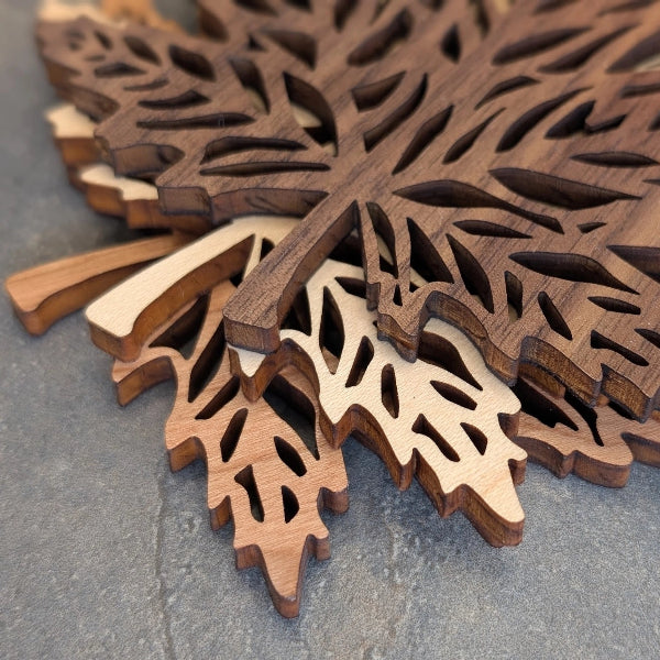 Walnut Wood Handmade Maple Leaf Coaster Set | Foxwood Gifts | boogie ...